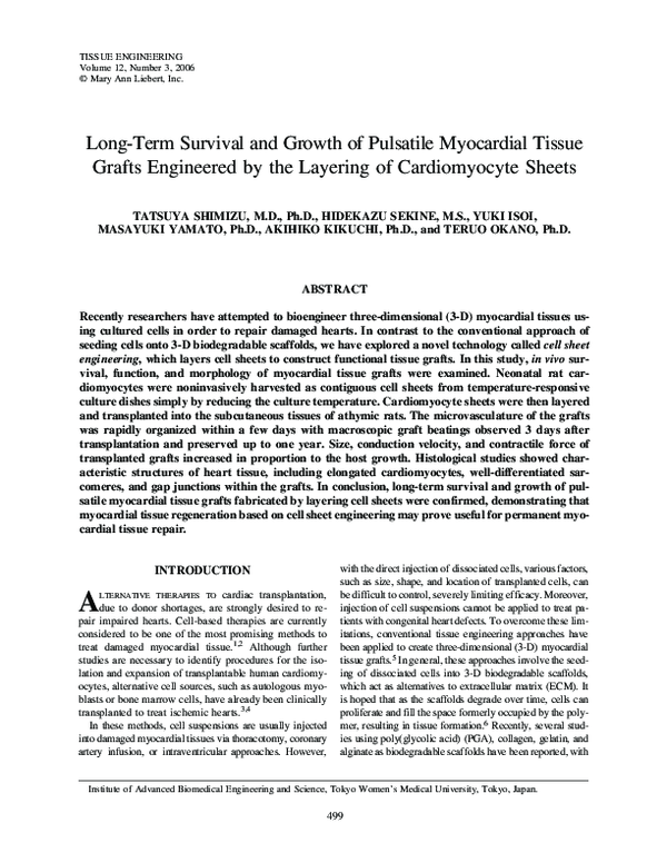 (PDF) Long-Term Survival and Growth of Pulsatile Myocardial Tissue ...