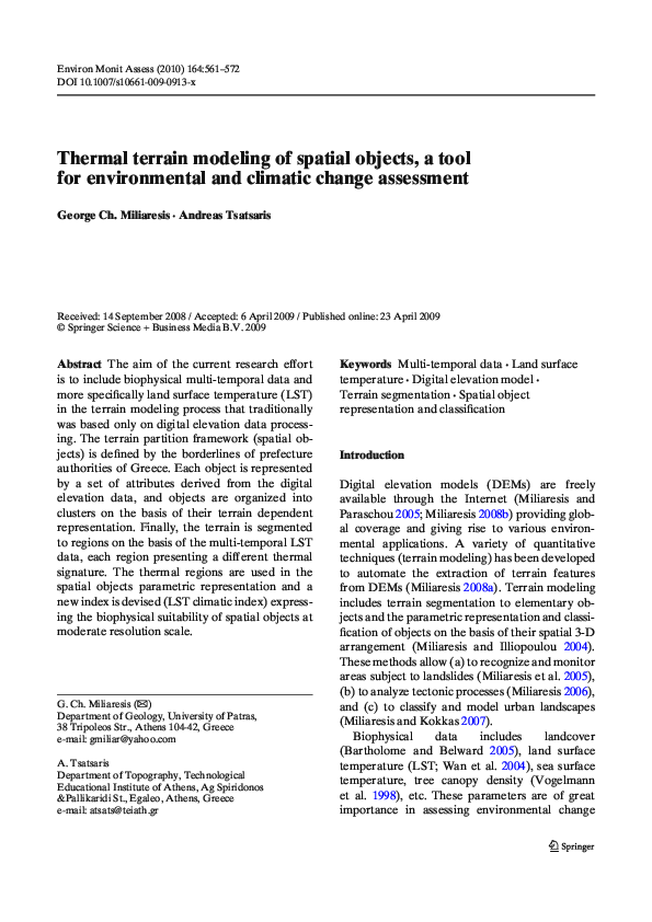 (PDF) Thermal terrain modeling of spatial objects, a tool for ...