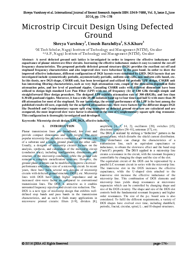 (PDF) Microstrip Circuit Design Using Defected Ground