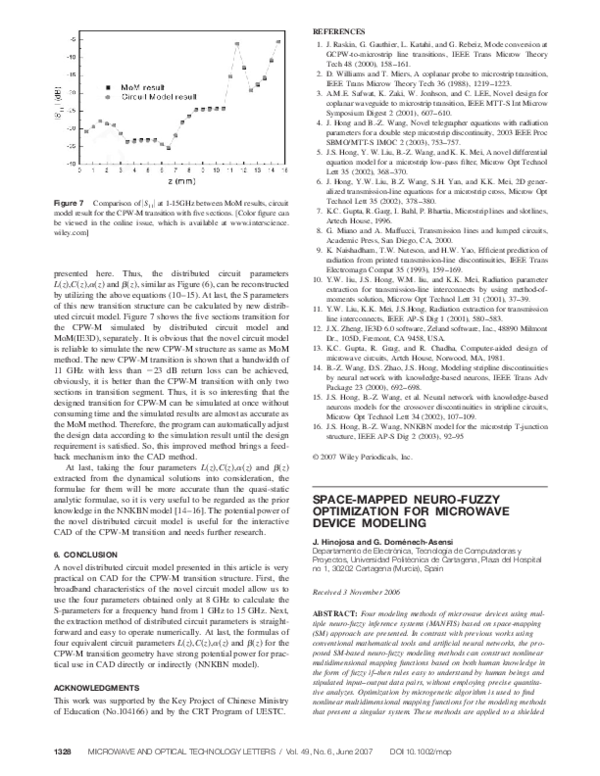 (PDF) Space-mapped neuro-fuzzy optimization for microwave device modeling