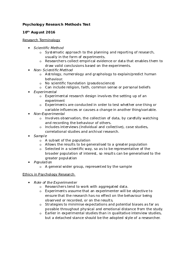 (DOC) Psychology Research Methods Test | Meerah Weeks - Academia.edu