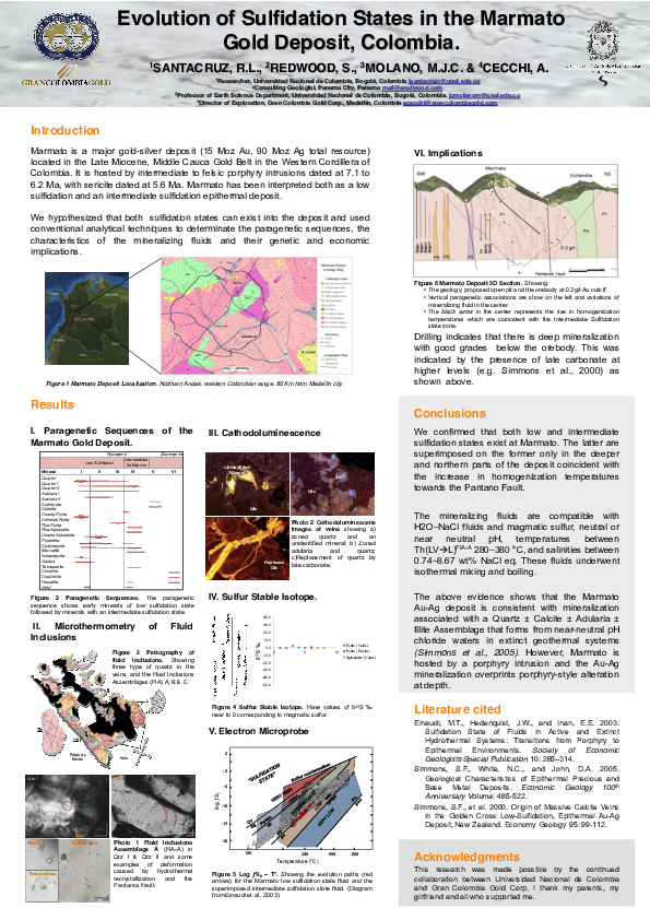 (PDF) Evolution of Sulfidation States in the Marmato Gold Deposit, Colombia
