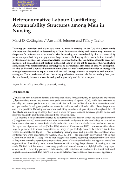 (PDF) Heteronormative Labour in Men's Nursing Care
