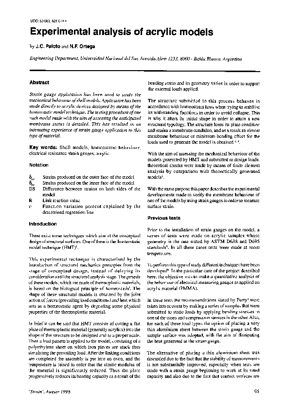 (PDF) Experimental analysis of acrylic models