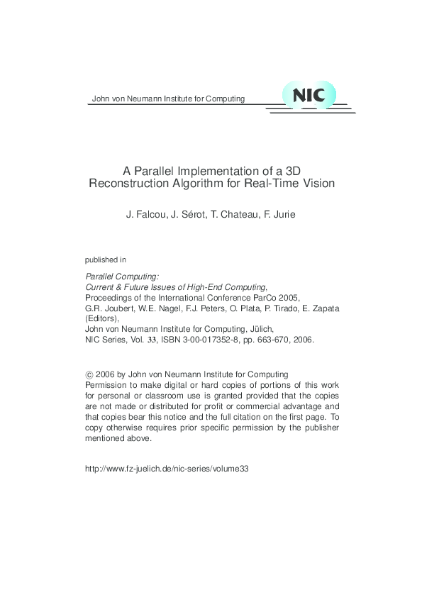 (PDF) A parallel implementation of a 3d reconstruction algorithm for real-time vision