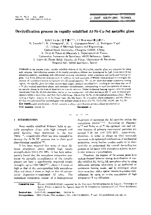 (PDF) Devitrification process in rapidly solidified Al-Ni-Cu-Nd ...