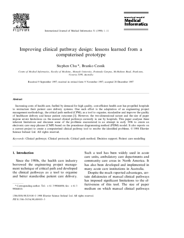 (PDF) Improving clinical pathway design: lessons learned from a ...