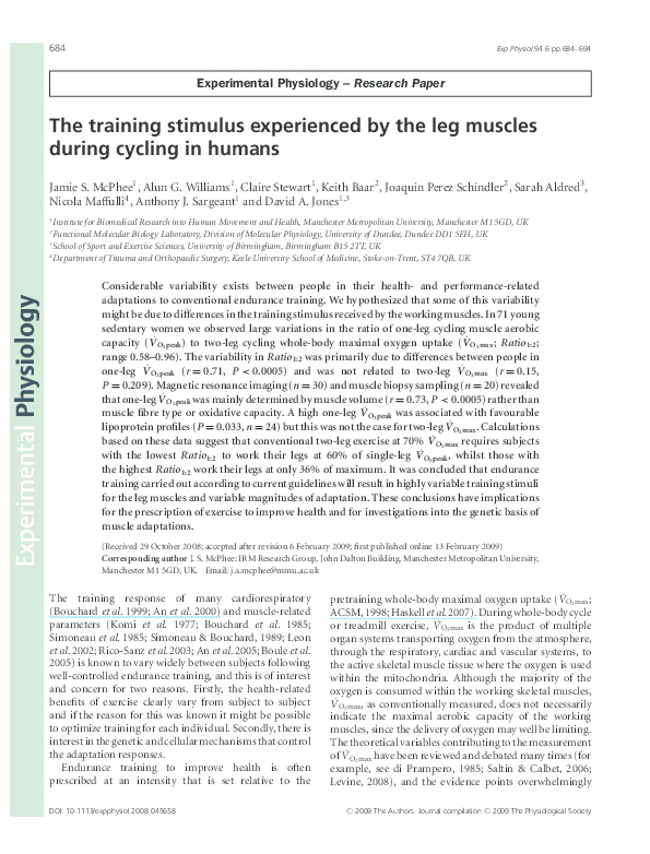 (PDF) The training stimulus experienced by the leg muscles during ...