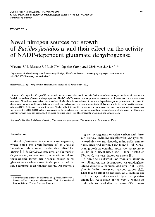 (PDF) Novel nitrogen sources for growth of Bacillus fastidiosus and ...