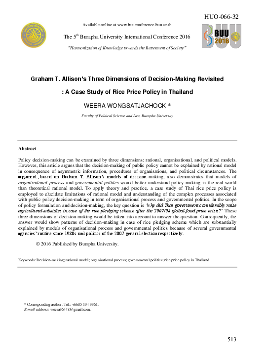 (PDF) Graham T. Allison’s Three Dimensions of Decision-Making Revisited ...