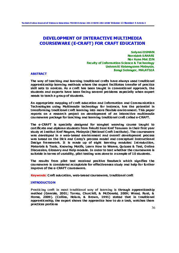 (PDF) Development of Interactive Multimedia Courseware (e-CRAFT) for ...