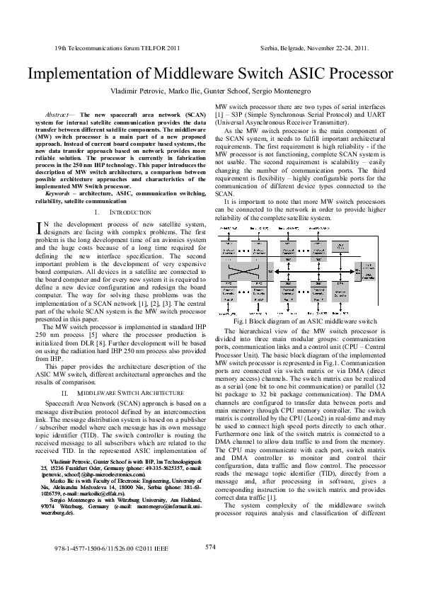 (PDF) Implementation of middleware switch ASIC processor