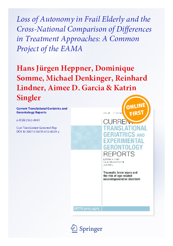 (PDF) Loss of Autonomy in Frail Elderly and the Cross-National ...