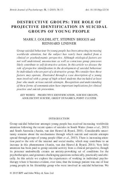 (PDF) Destructive Groups: The Role of Projective Identification in ...