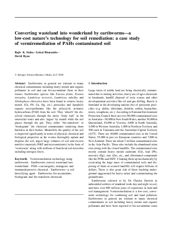 (PDF) Converting wasteland into wonderland by earthworms—a low-cost ...