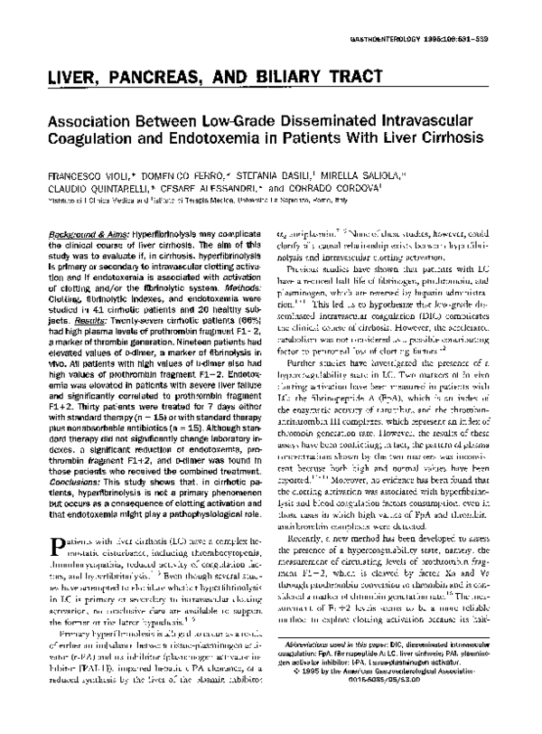 (PDF) Von Willebrand and Factor VIII Portosystemic Circulation Gradient ...