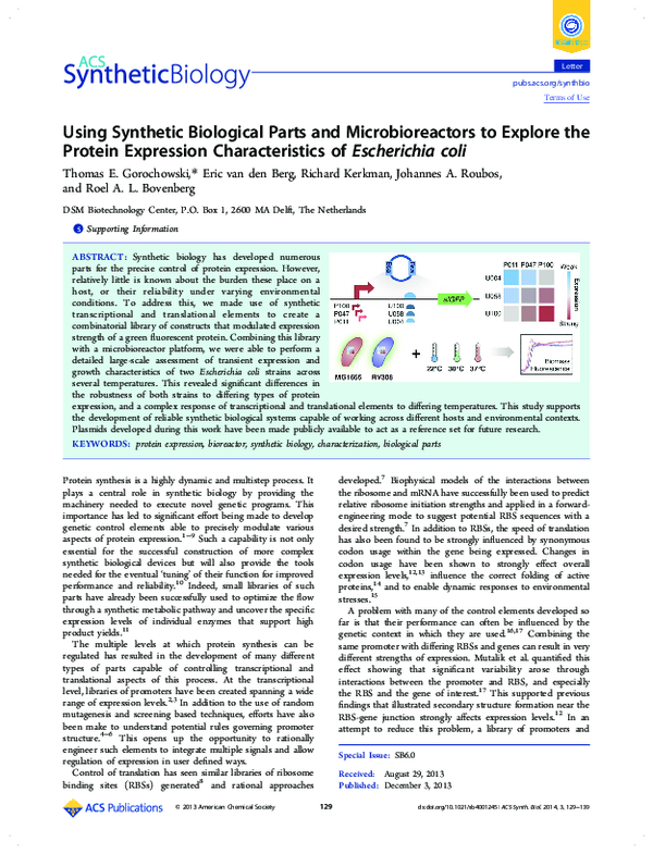(PDF) Using synthetic biological parts and microbioreactors to explore ...