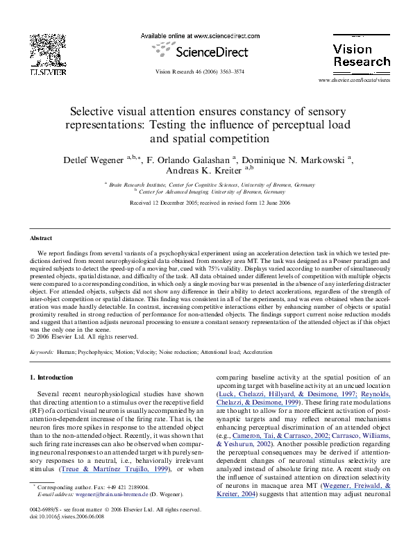 (PDF) Selective visual attention ensures constancy of sensory ...