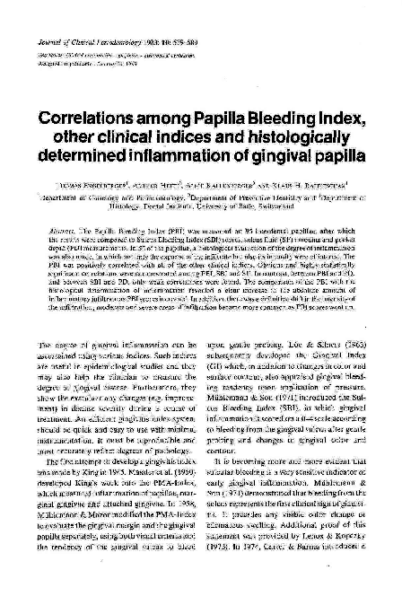 (PDF) Correlations among Papilla Bleeding Index, other clinical indices ...