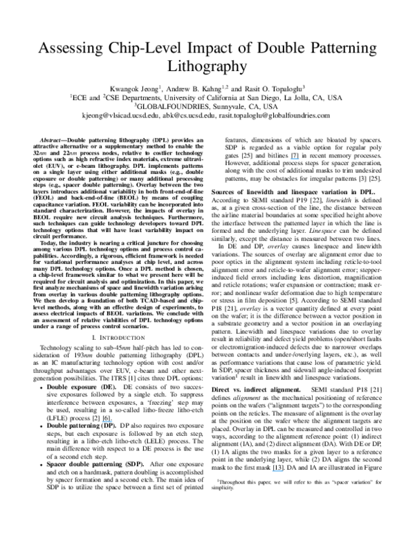(PDF) Assessing chip-level impact of double patterning lithography