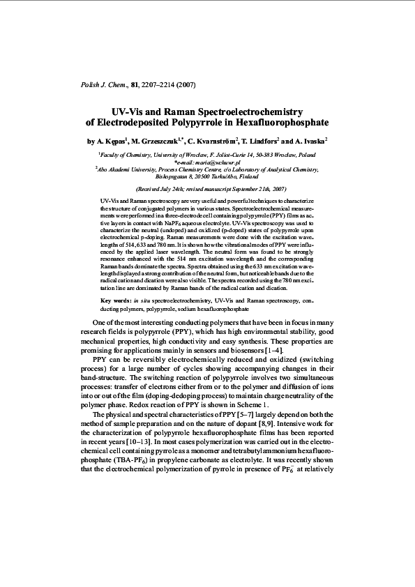 (PDF) UV-Vis and Raman Spectroelectrochemistry of Electrodeposited ...