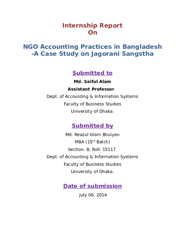 (DOC) Internship Report On NGO Accounting Practices in Bangladesh -A ...