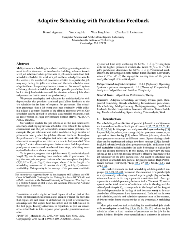 (PDF) Adaptive Scheduling with Parallelism Feedback