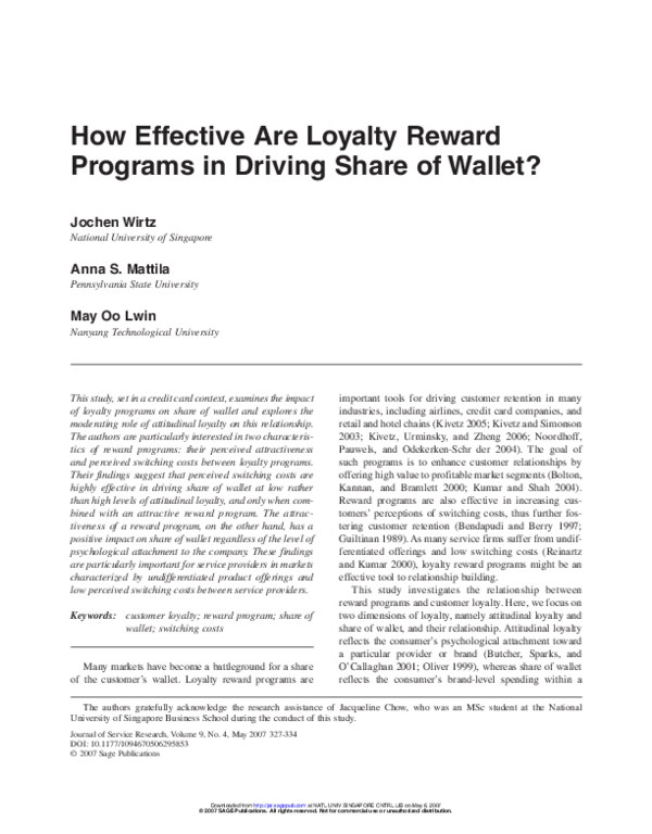 (PDF) How Effective Are Loyalty Reward Programs in Driving Share of Wallet