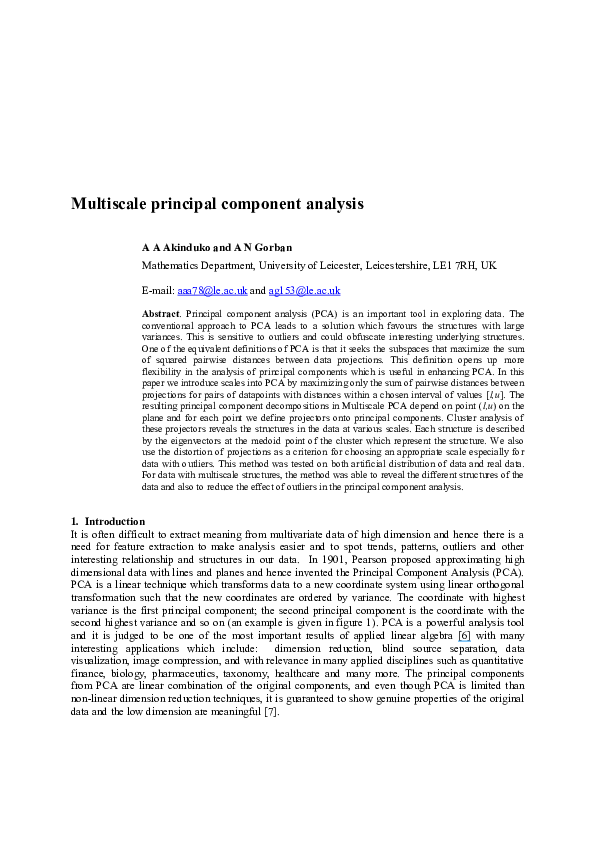 (PDF) Multiscale principal component analysis