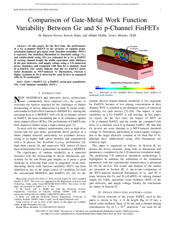 (PDF) Comparison of Gate-Metal Work Function Variability Between Ge and ...