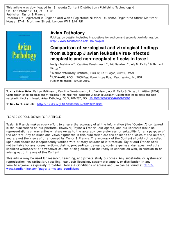 (PDF) PCR based evidence of reticuloendotheliosis virus infection in ...