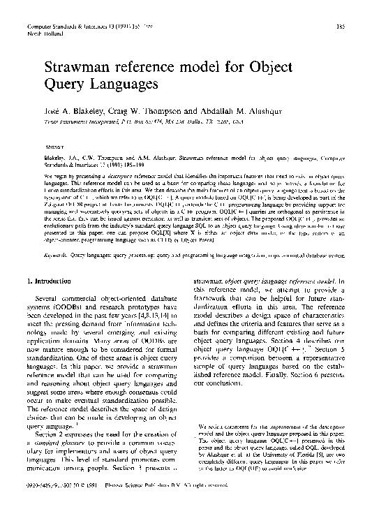 (PDF) Strawman reference model for object query language