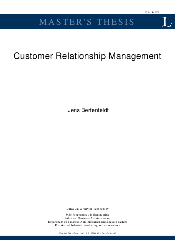 (PDF) Customer Relationship Management