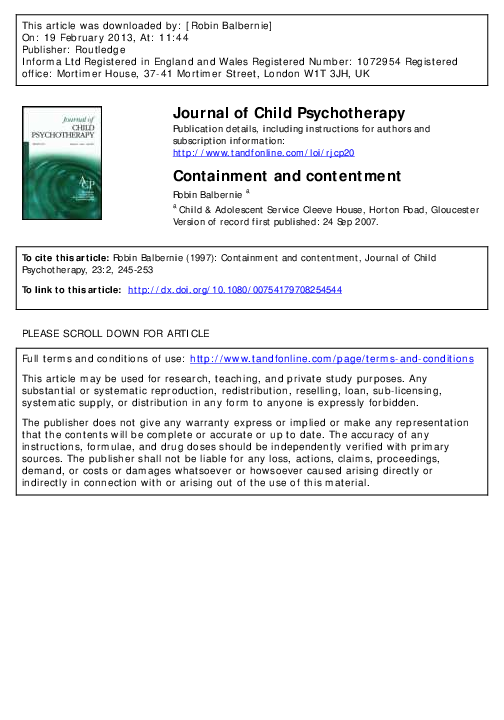 (PDF) Containment and contentment