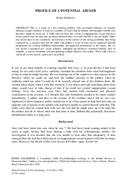 (PDF) PROFILE OF A POTENTIAL ABUSER