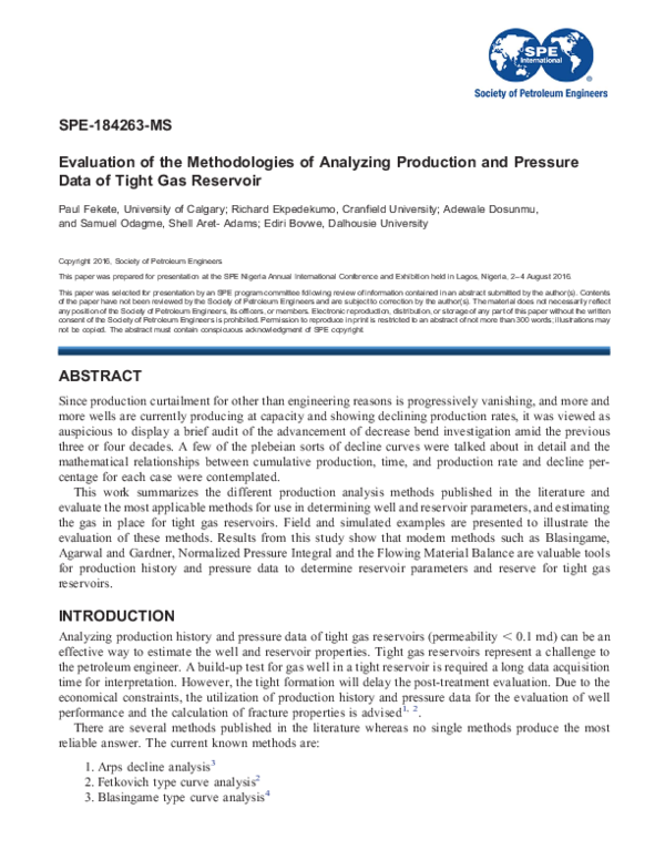 Spe 116731 Exponential Vs Hyperbolic Decline In Tight Gas Sands