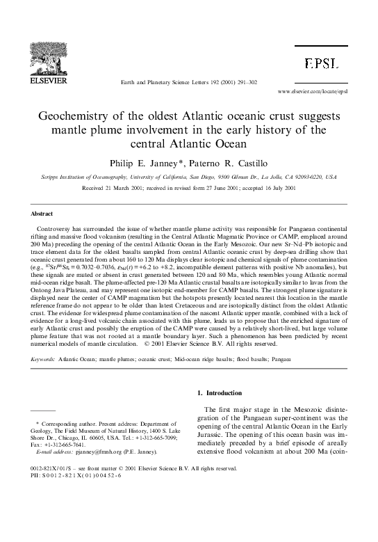 (PDF) Geochemistry of the oldest Atlantic oceanic crust suggests mantle ...