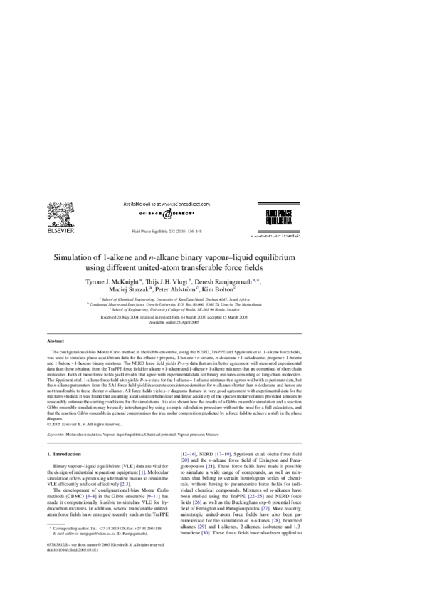 (PDF) Simulation of 1-alkene and n-alkane binary vapour–liquid equilibrium using different ...