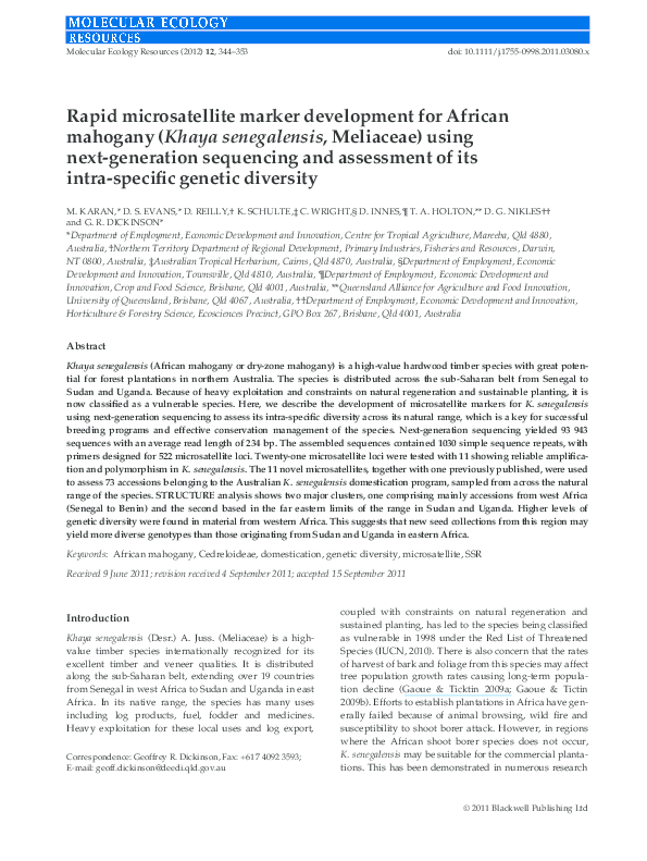 (PDF) Rapid microsatellite marker development for African mahogany (Khaya senegalensis ...