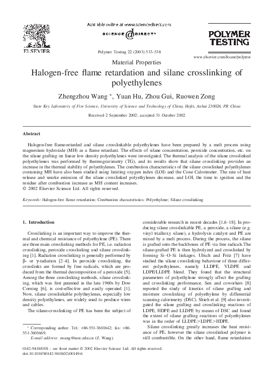 (PDF) Halogen-free flame retardation and silane crosslinking of ...