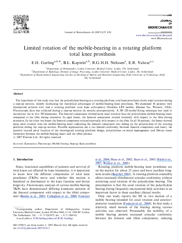 (PDF) Limited rotation of the mobile-bearing in a rotating platform ...