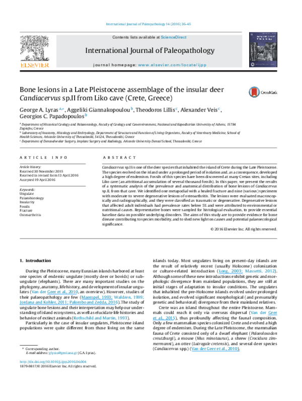 Bone lesions in a Late Pleistocene assemblage of the insular deer ...