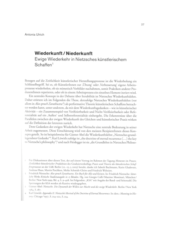 (PDF) „Wiederkunft / Niederkunft. Ewige Wiederkehr in Nietzsches ...