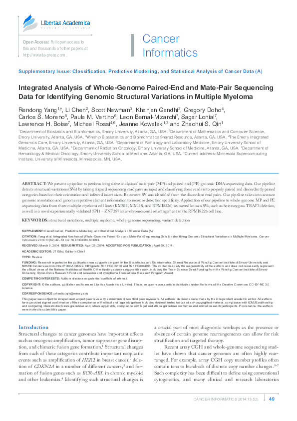 Pdf Integrated Analysis Of Whole Genome Paired End And Mate Pair Sequencing Data For