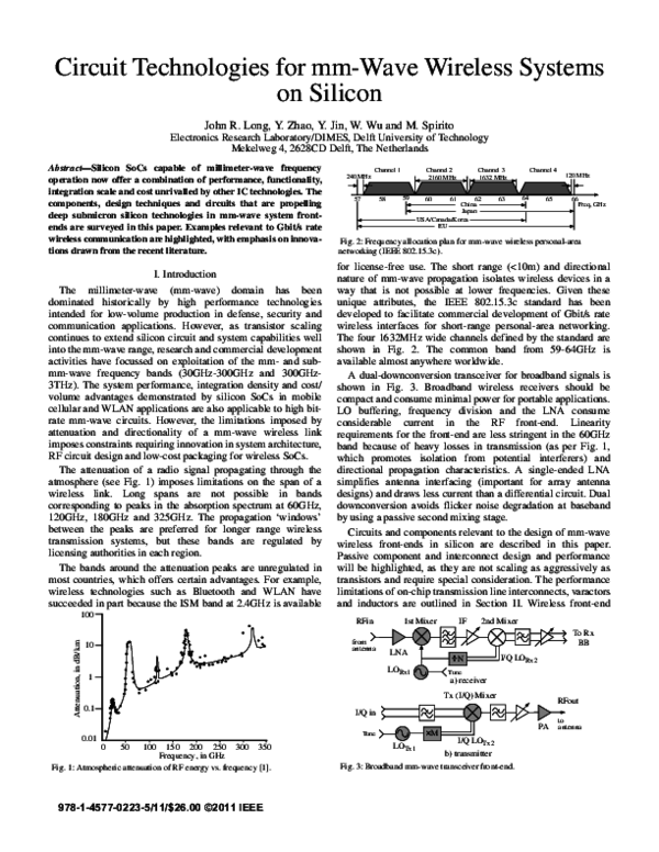 (PDF) Circuit technologies for mm-wave wireless systems on silicon
