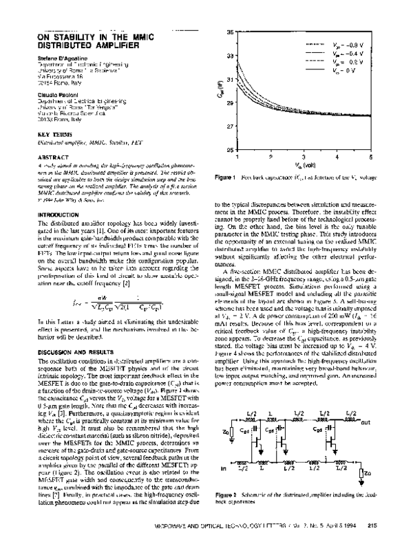 (PDF) On stability in the MMIC distributed amplifier