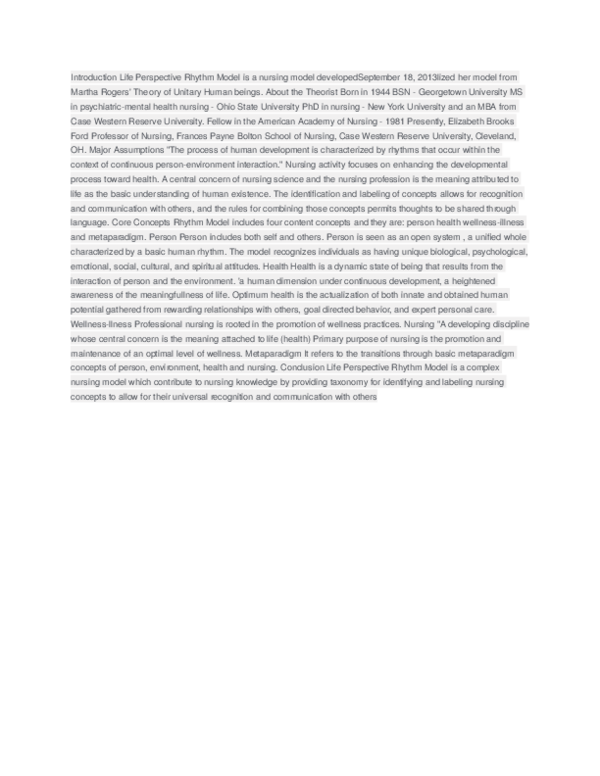 (DOC) Introduction Life Perspective Rhythm Model is a nursing model ...