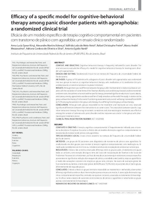 (PDF) Efficacy of a specific model for cognitive-behavioral therapy ...