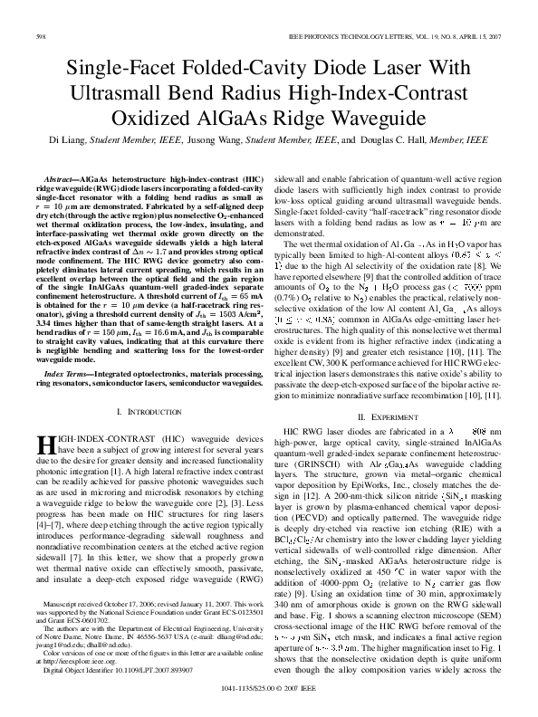 (PDF) Single-Facet Folded-Cavity Diode Laser With Ultrasmall Bend Radius High-Index-Contrast ...