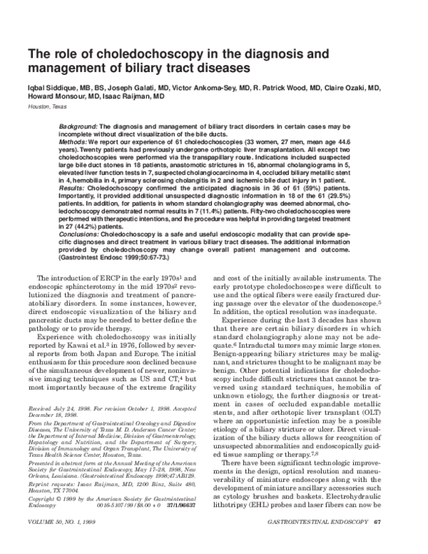 (PDF) The role of choledochoscopy in the diagnosis and management of ...